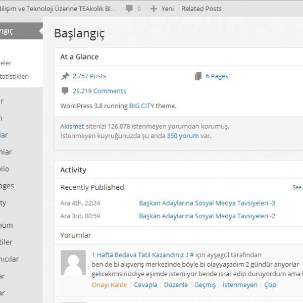 Wordpress 3.8 Geldi! Hem de Harika!